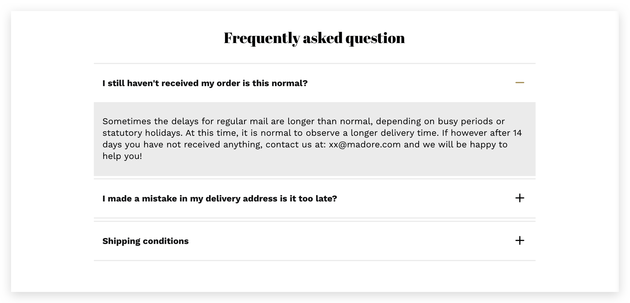 FAQ (Frequently asked questions) section