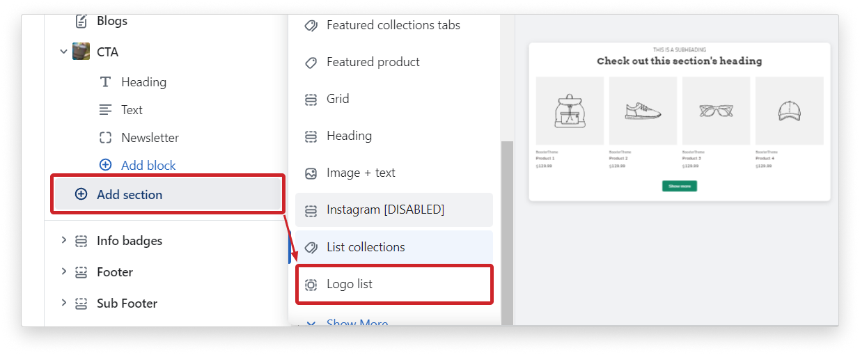 Logo List section